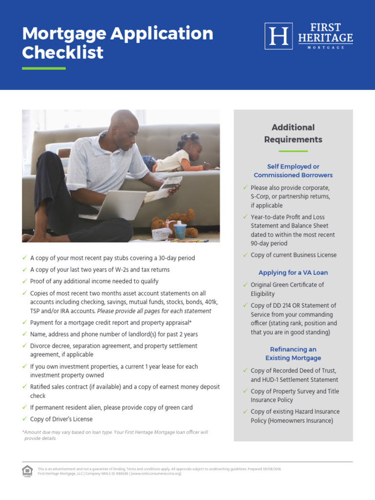 Mortgage Application Checklist | PDF | Mortgages | Loans