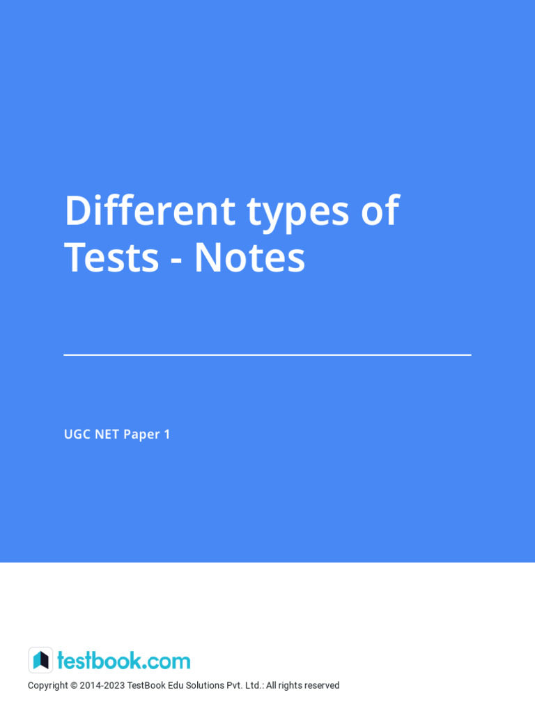 Different Types of Tests - Notes | PDF | Chi Squared Test | F Test
