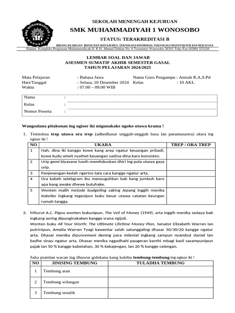 Anisah R A - 10 Akl - Bahasa Jawa | PDF