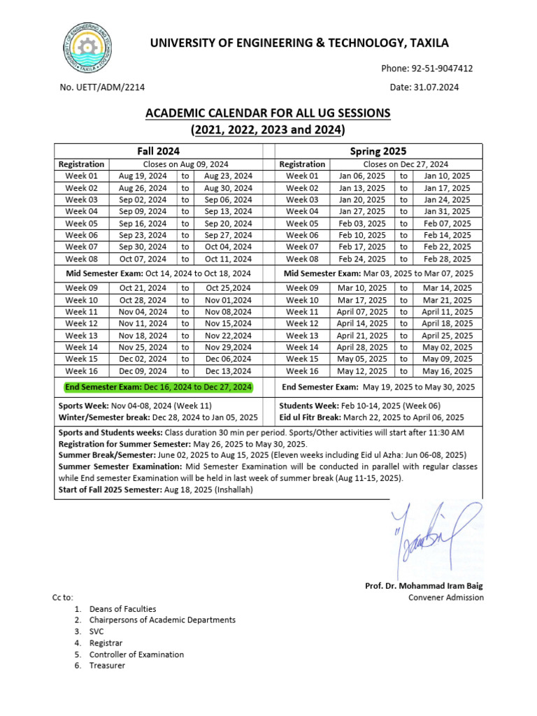 UG Academic Calendar 2024/25 | PDF | Academic Term | Educational ...