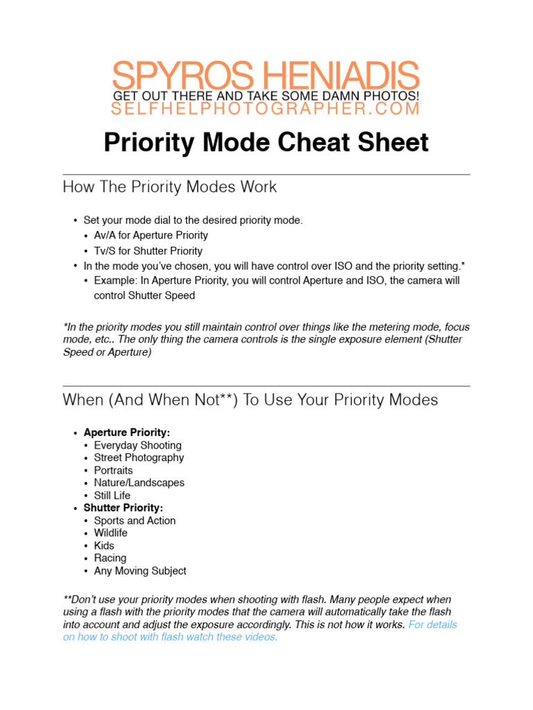 Priority Modes Guide for Photography | PDF