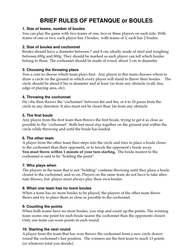 Petanque Rules | PDF