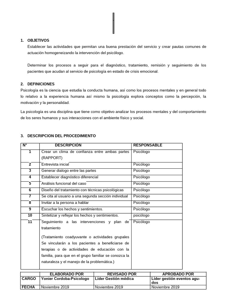 Protocolo Atencion Psicologia | PDF | Sicología | Salud mental