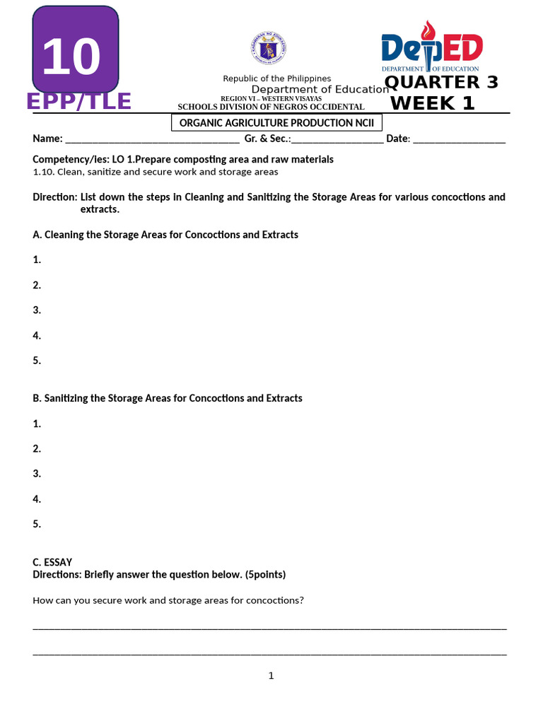Q3W1 - Els - Las Epp - Tle-Grade 10 Oap | PDF