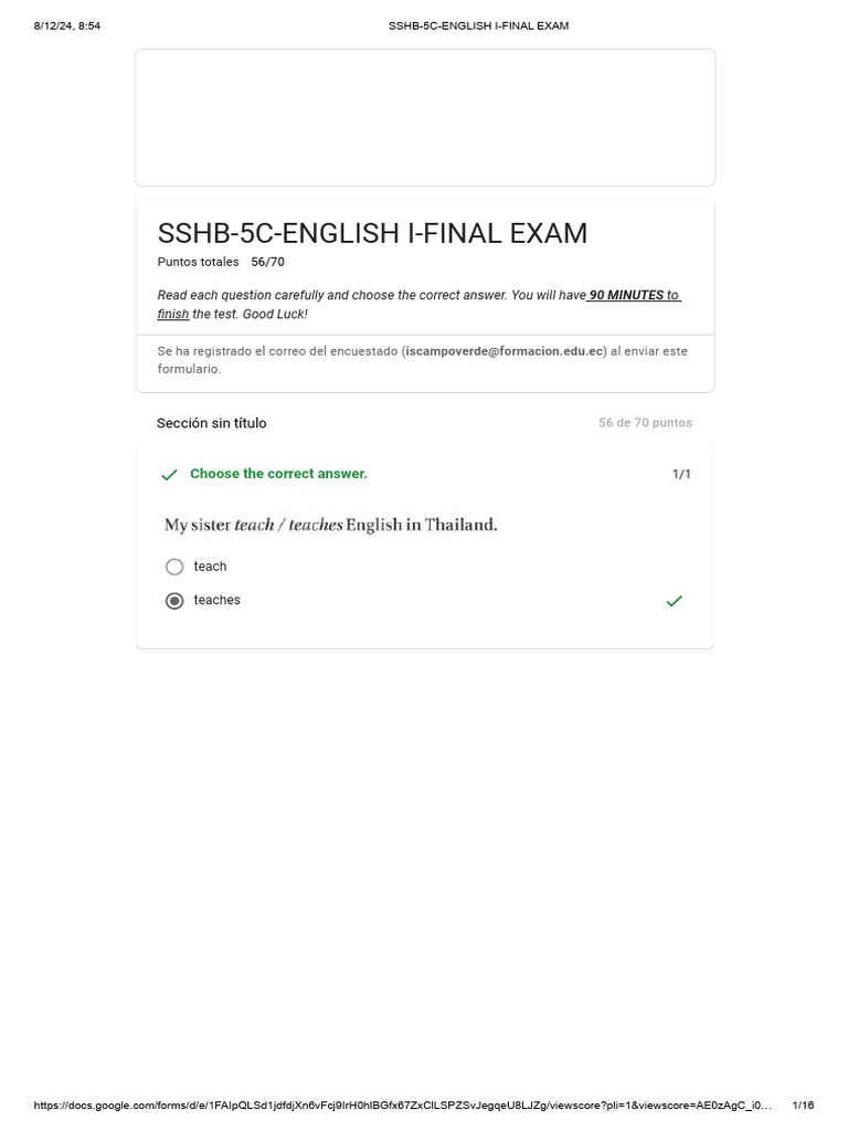 Sshb 5c English i Final Exam | PDF