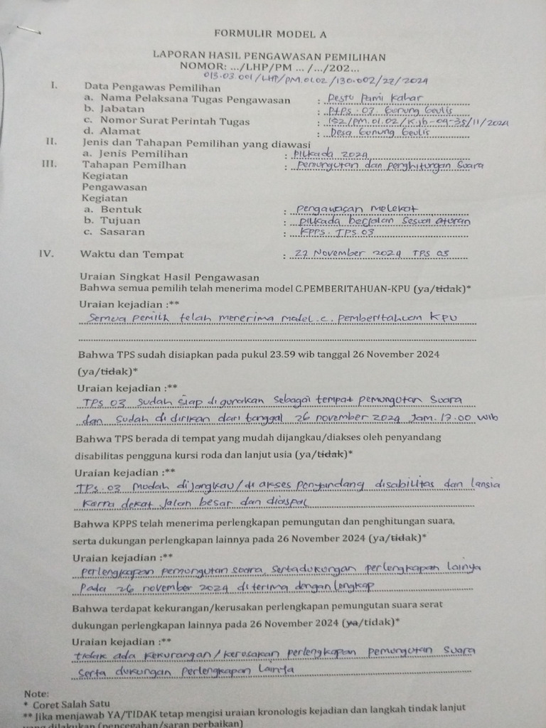 LHP TPS 3 Sbelum Pemilihan | PDF