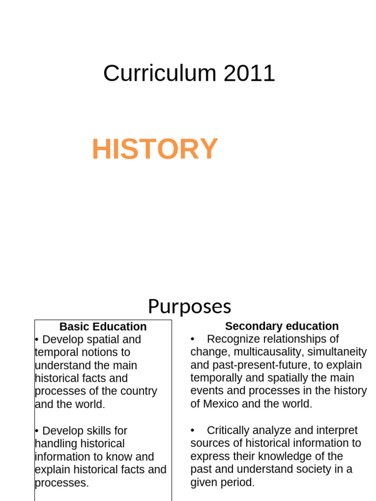 Curriculum 2011 HISTORY - Brief introduction | PDF | Knowledge ...
