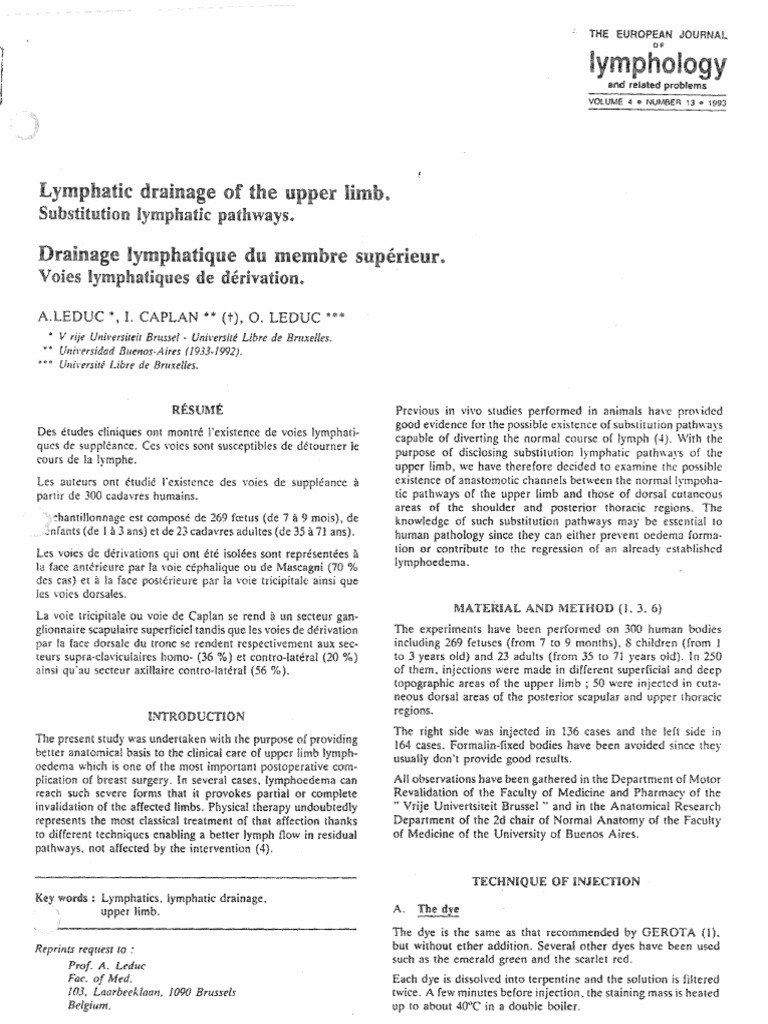 Lymphatic Drainage of The Upper Limb Substitution Lymphatic Pathways ...