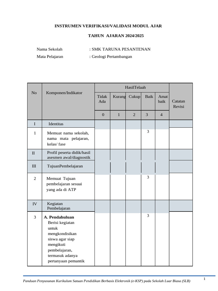 TELAAH MODUL AJAR GEOLOGI PERTAMBANGAN | PDF