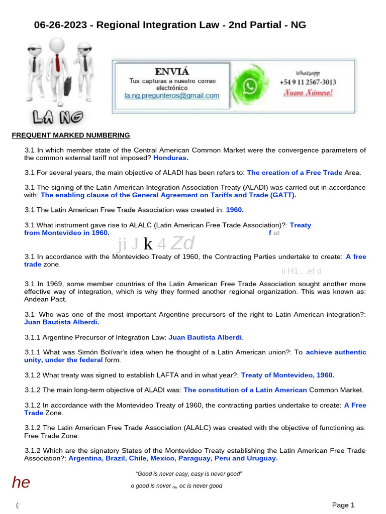26-06-2023 - Regional Integration Law - 2nd Partial Exam - NG-1 | PDF | International Relations ...