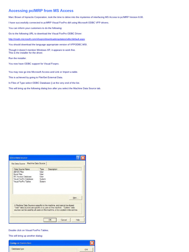 Connect MS Access to pc/MRP Database | PDF