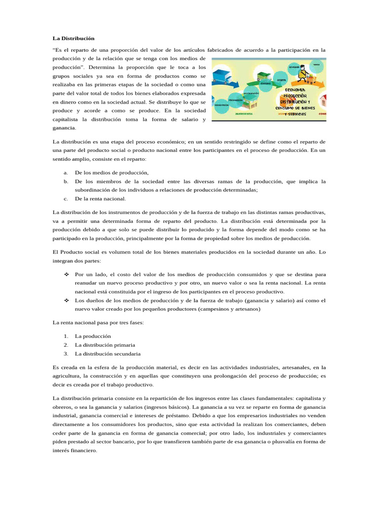 Concepto de Distribución Económica | PDF | Consumo (economía) | Bienes