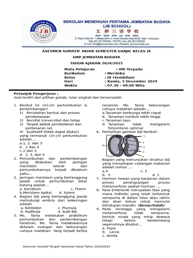 Asesmen Sumatif Akhir Semester 1 | PDF