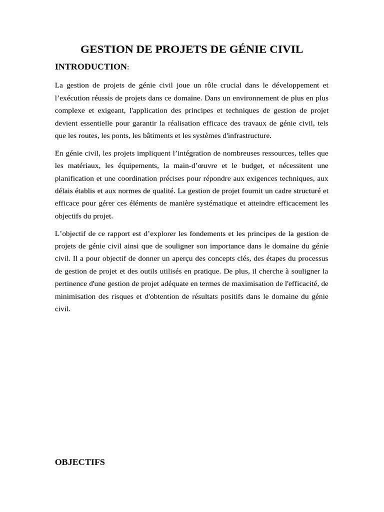 Administration Des Projets D'ingénierie Civile | PDF | Gestion de projet | Risque