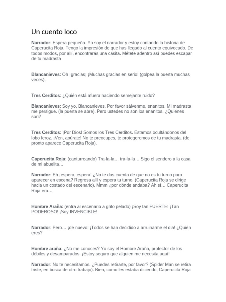 Un Cuento Loco, Lenguaje | PDF | Caperucita Roja | Blanco como la nieve