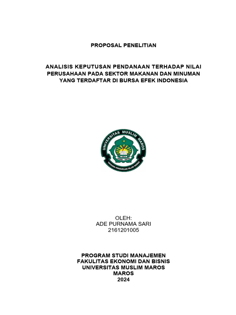 Analisis Pendanaan dan Nilai Perusahaan Makanan | PDF