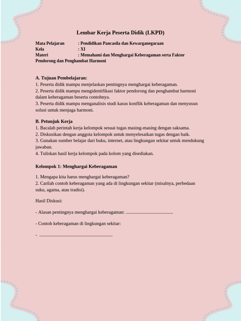 LKPD Memahami Keberagaman | PDF