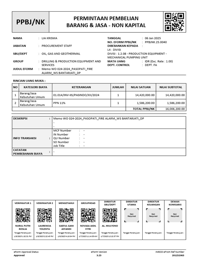 Ppbjnk Memo Wo 024-2024 Pasopati Fire Alarm Ws Btj Dp | PDF