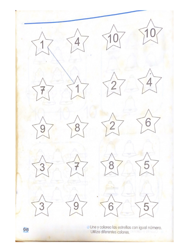 Une y Colorea Las Estrellas Con Igual Número. | PDF