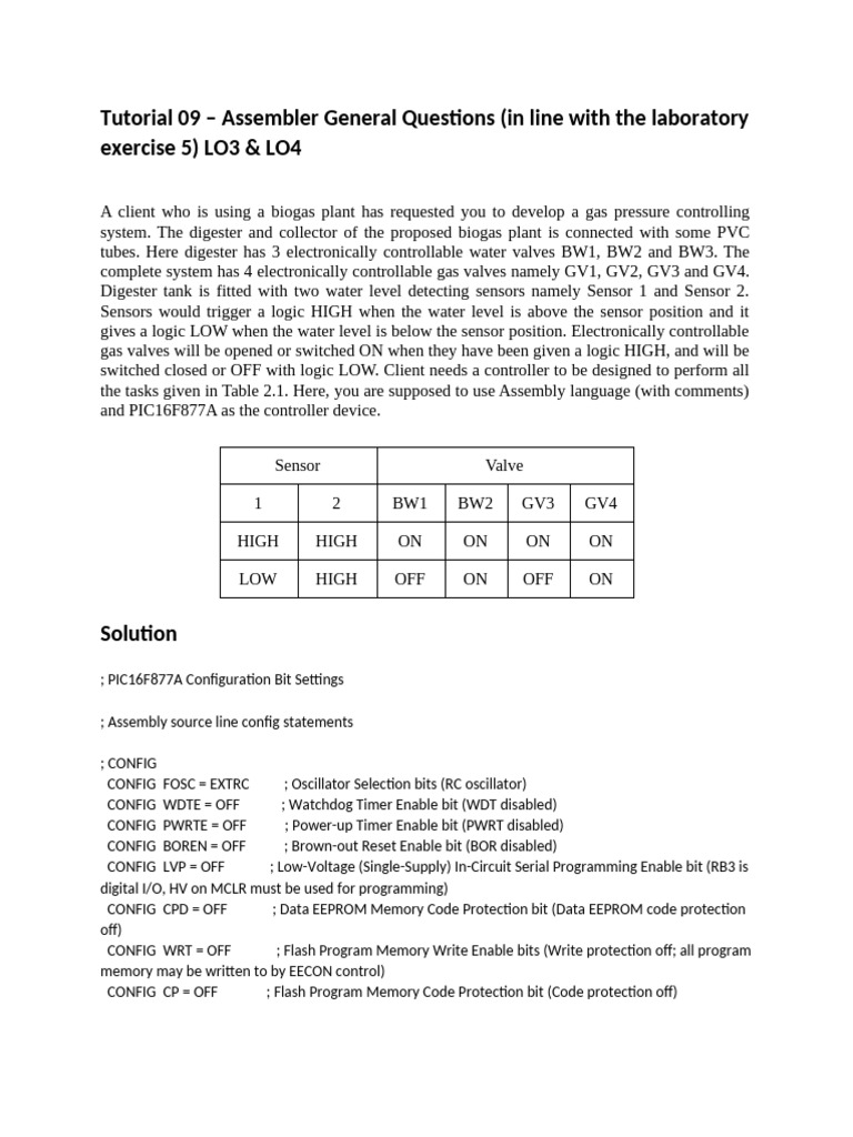 Tutorial 09 - Assembler General Questions (LO3 & LO4) | PDF | Computer Hardware | Electrical ...