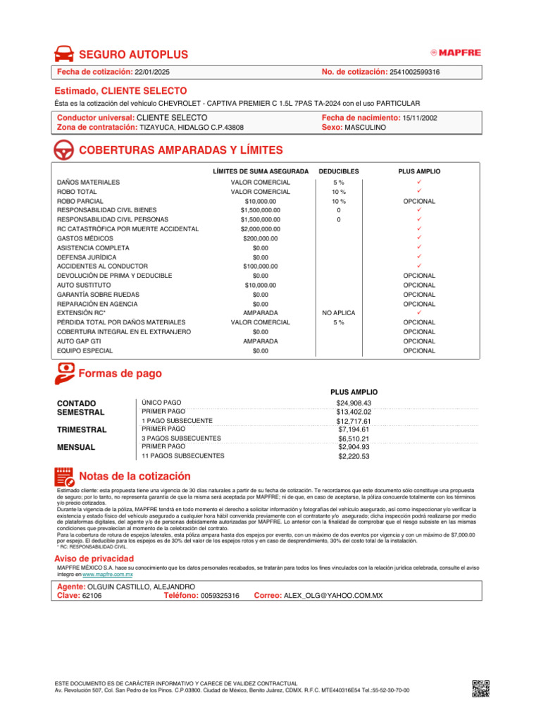Seguro Autoplus: Estimado, Cliente Selecto | PDF | Póliza de seguros