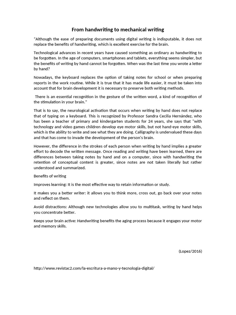 Handwriting To Mechanical - Docx | PDF