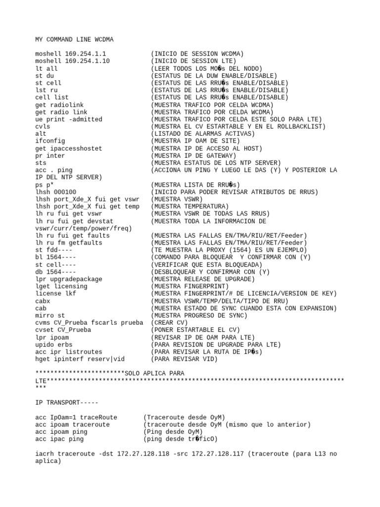 Moshell_WCDMA_LTE | PDF | Seguridad de la red informática | Protocolos de internet