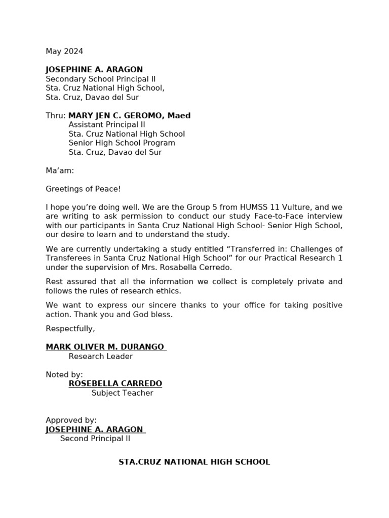 PR 1 Letter Informed Consent and Interview Questions | PDF | Social Psychology