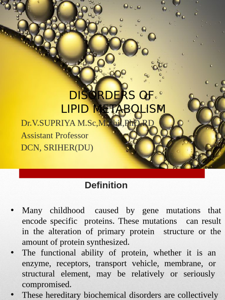 Lipid Metabolism Disorders | PDF | Lipoprotein | Low Density Lipoprotein