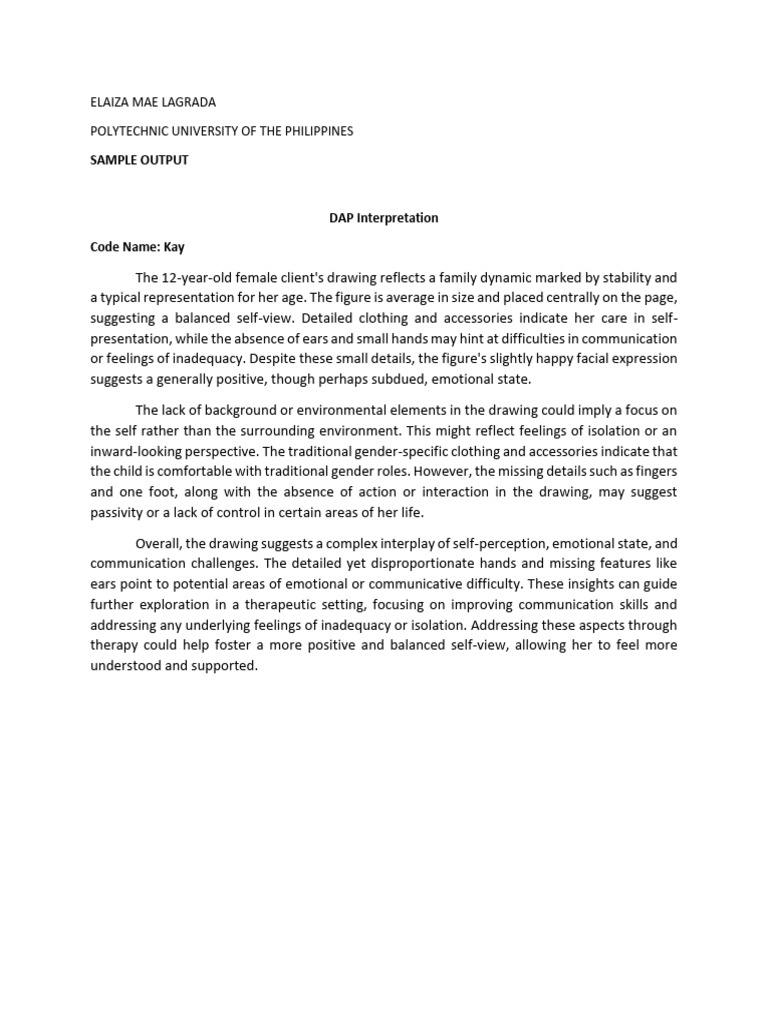 Sample Output DAP Interpretation | PDF | Love | Feeling