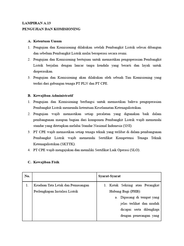 Lampiran - A.13 - Pengujian Dan Komisioning | PDF