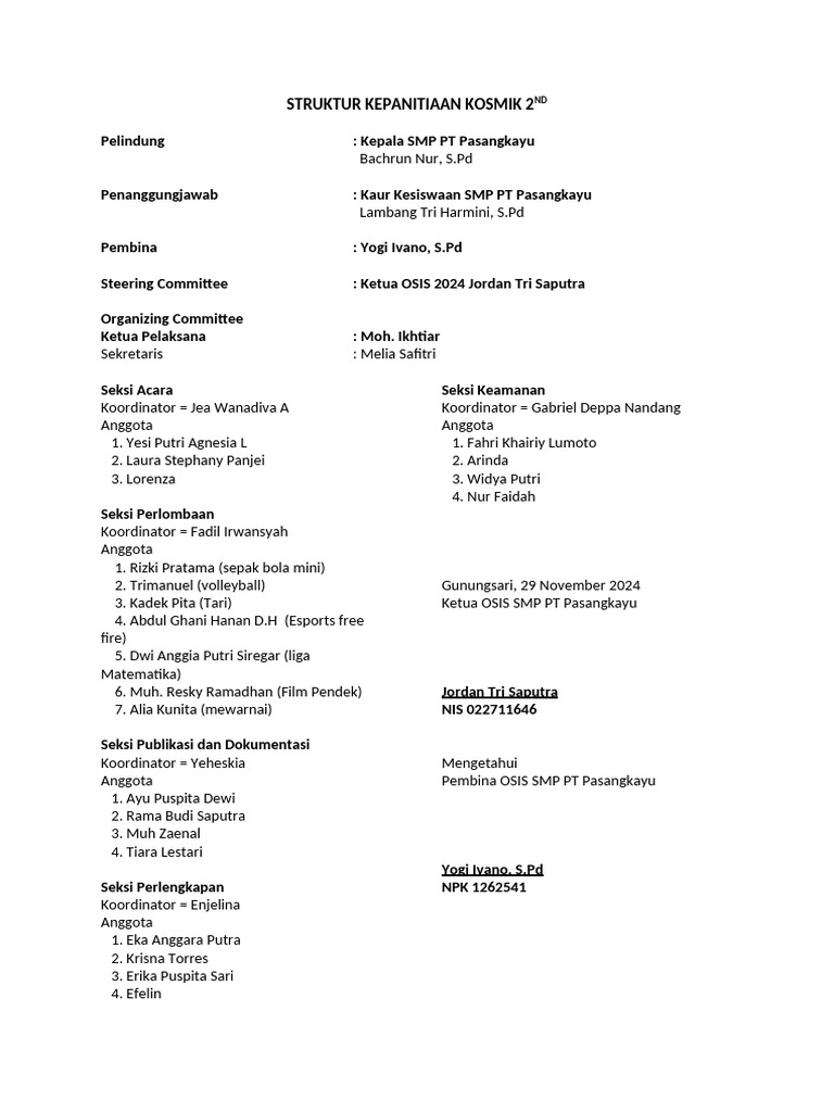 Struktur Kepanitiaan LDK 2025 | PDF