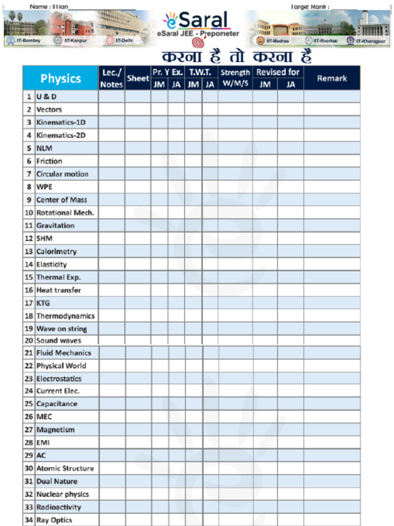 My JEE Prepometer | PDF