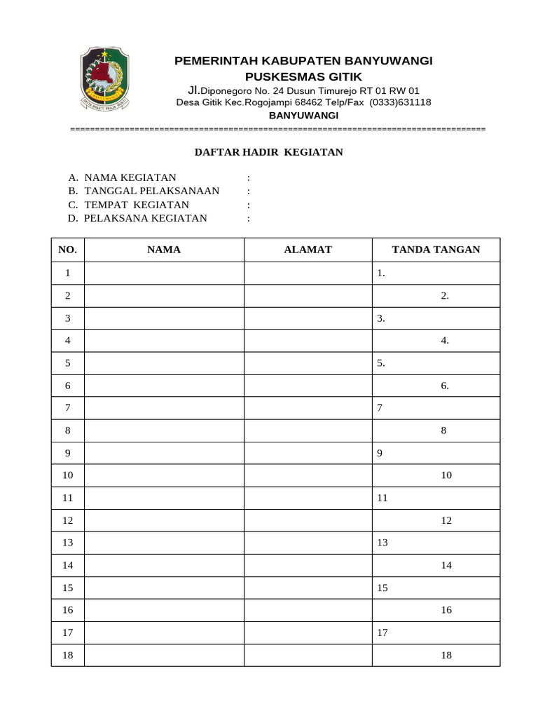 Daftar Hadir Kegiatan | PDF