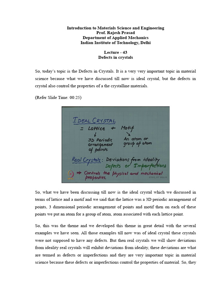 Understanding Crystal Defects in Materials | PDF | Crystallographic ...
