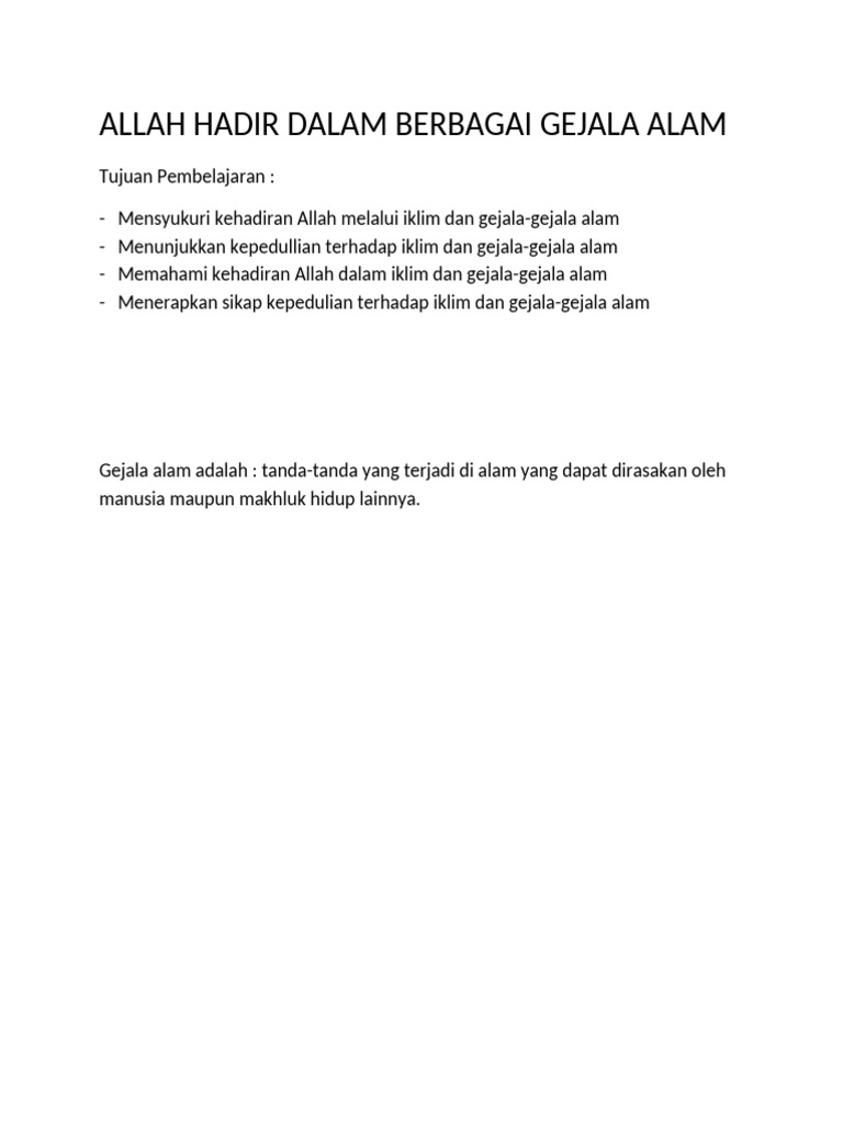 Rinta Allah Hadir Dalam Berbagai Gejala Alam | PDF