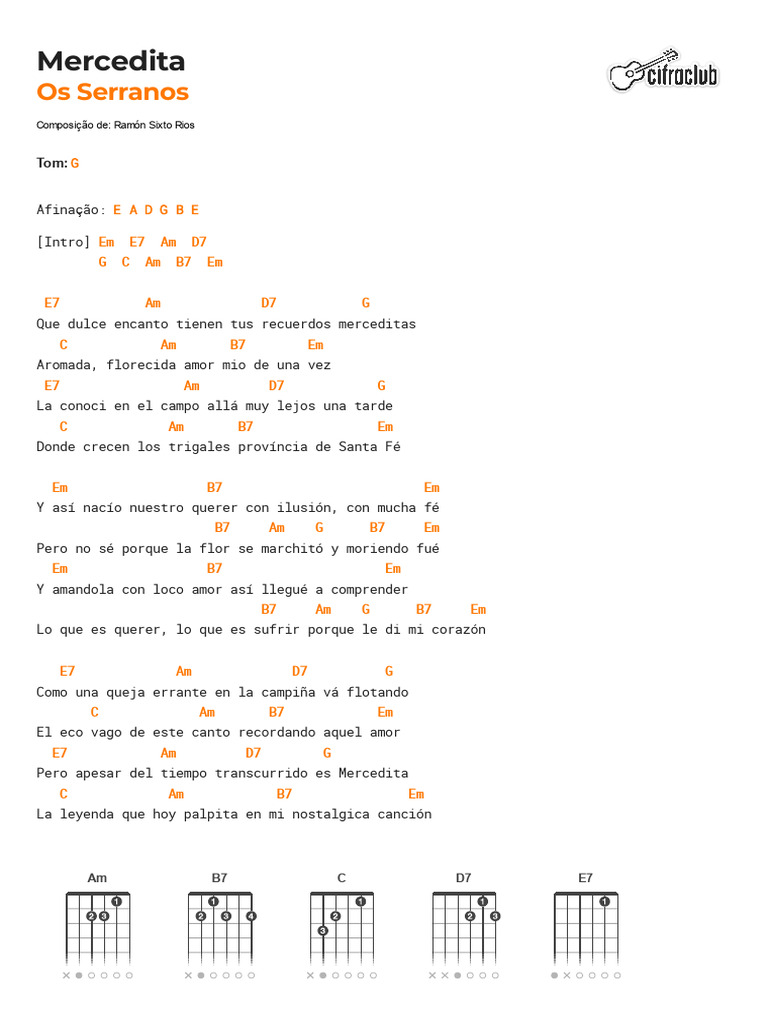 Letra y acordes de "Mercedita" | PDF