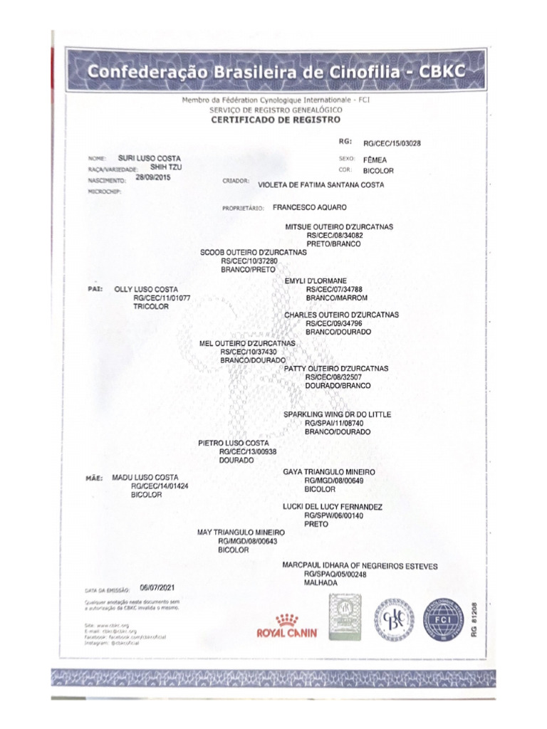 Membro da Fédération Cynologique Internationale - FCI | PDF