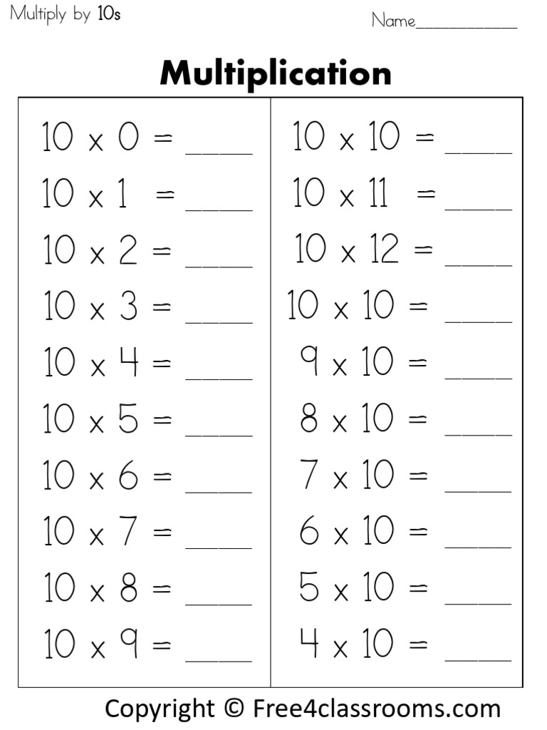 Multiply by 10s Gk3r71 | PDF