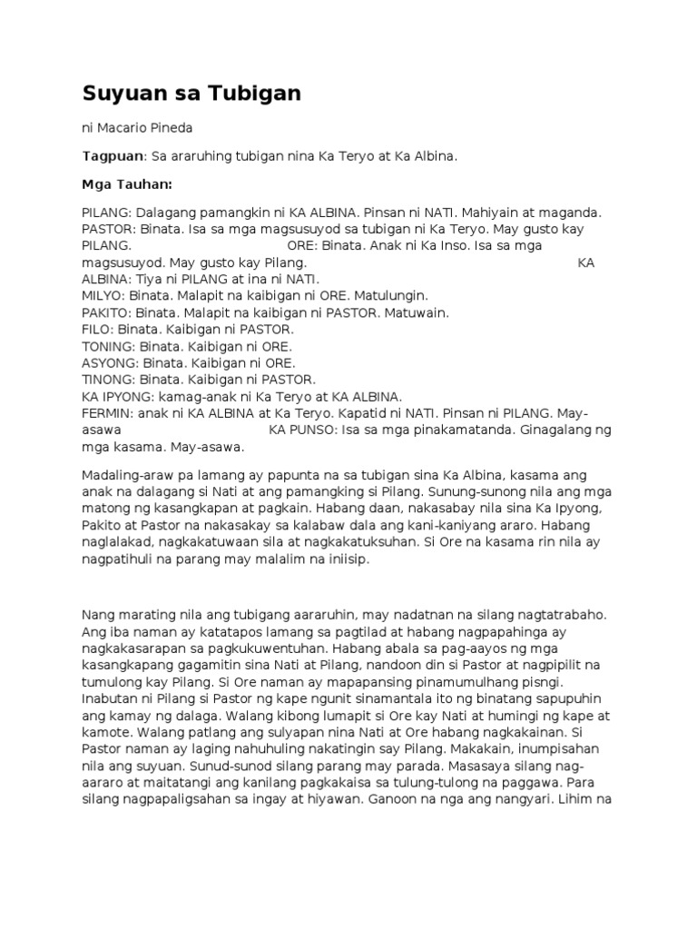 Suyuan Sa Tubigan | PDF