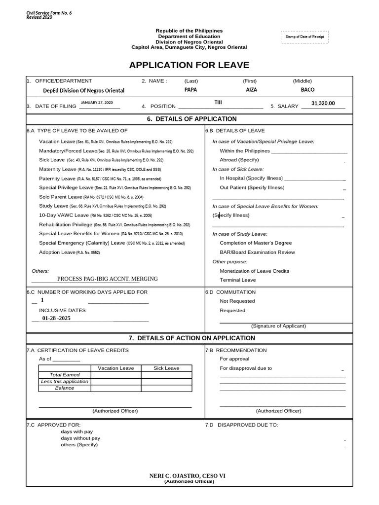 Leave Application Form Template | PDF | Social Programs