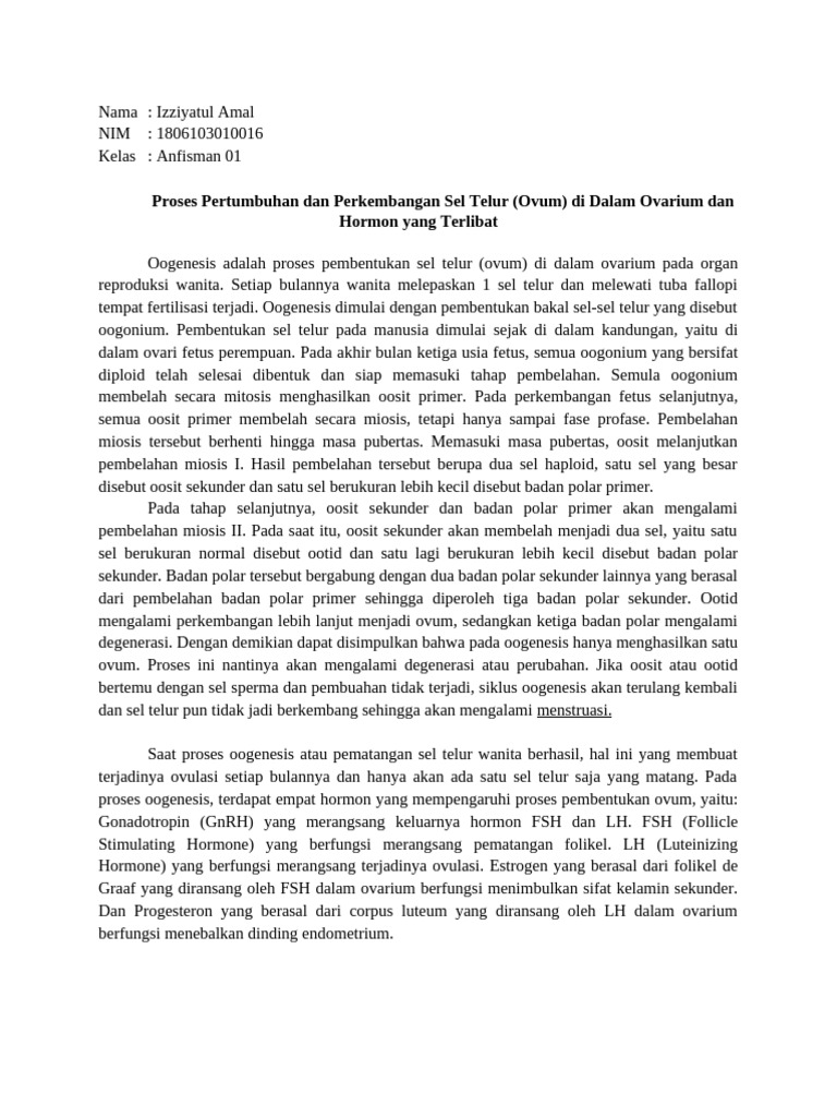 Proses Oogenesis dan Hormon Terlibat | PDF