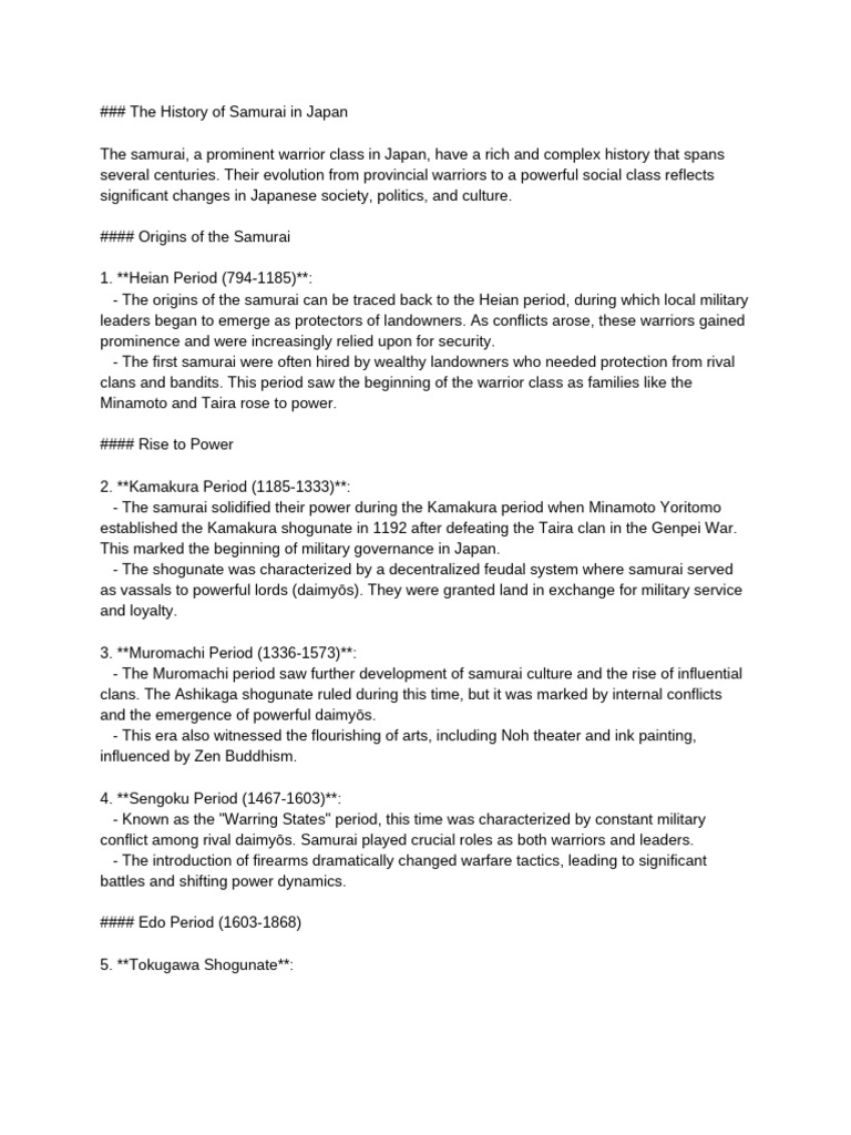 The History of Samurai in Japan | PDF | Samurai | Shogun