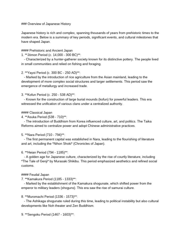 Overview of Japanese History | PDF | Shogun | Japan