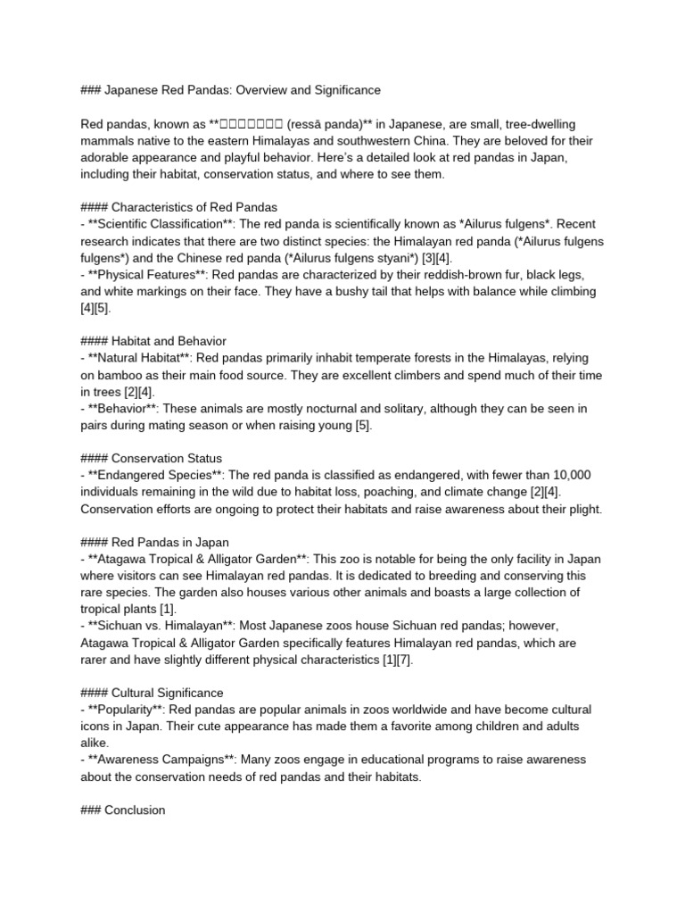 Japanese Red Pandas - Overview and Significance | PDF | Giant Panda ...