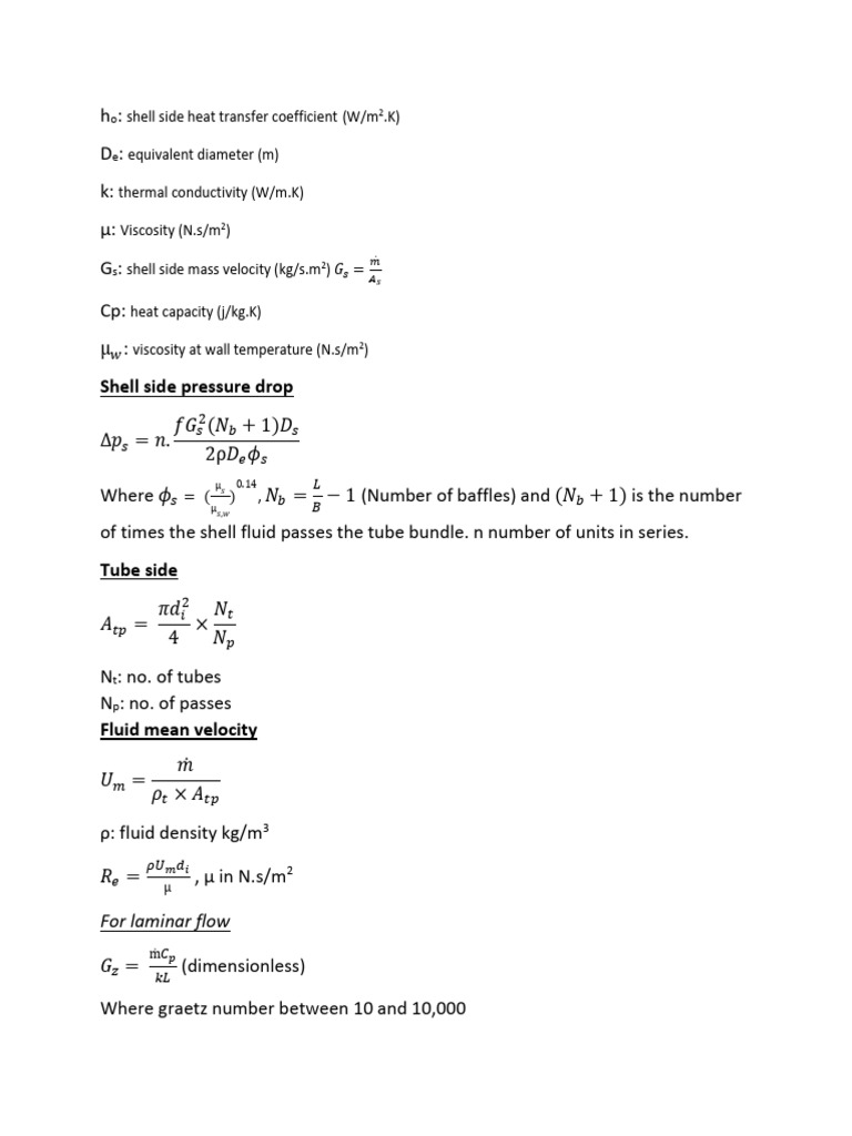 Shell and Tube Heat Exchanger Calculations | PDF