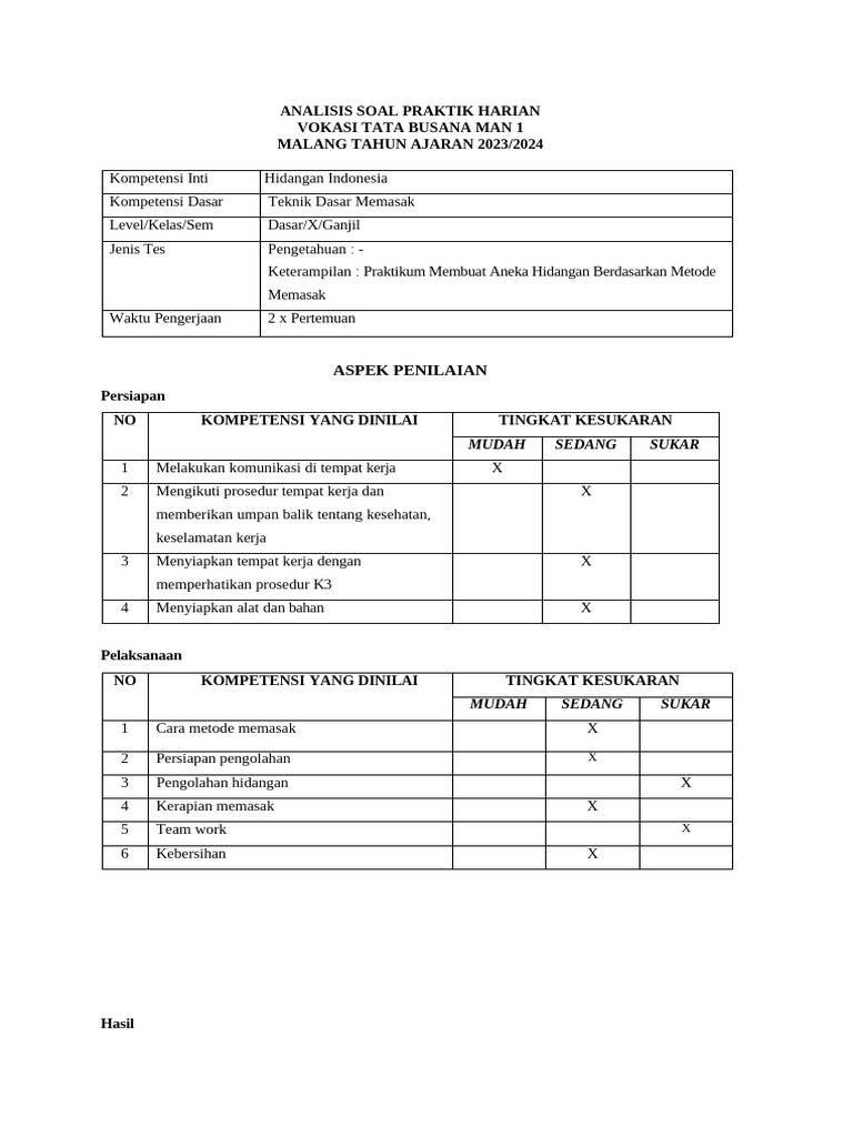 Analisis Soal Harian | PDF