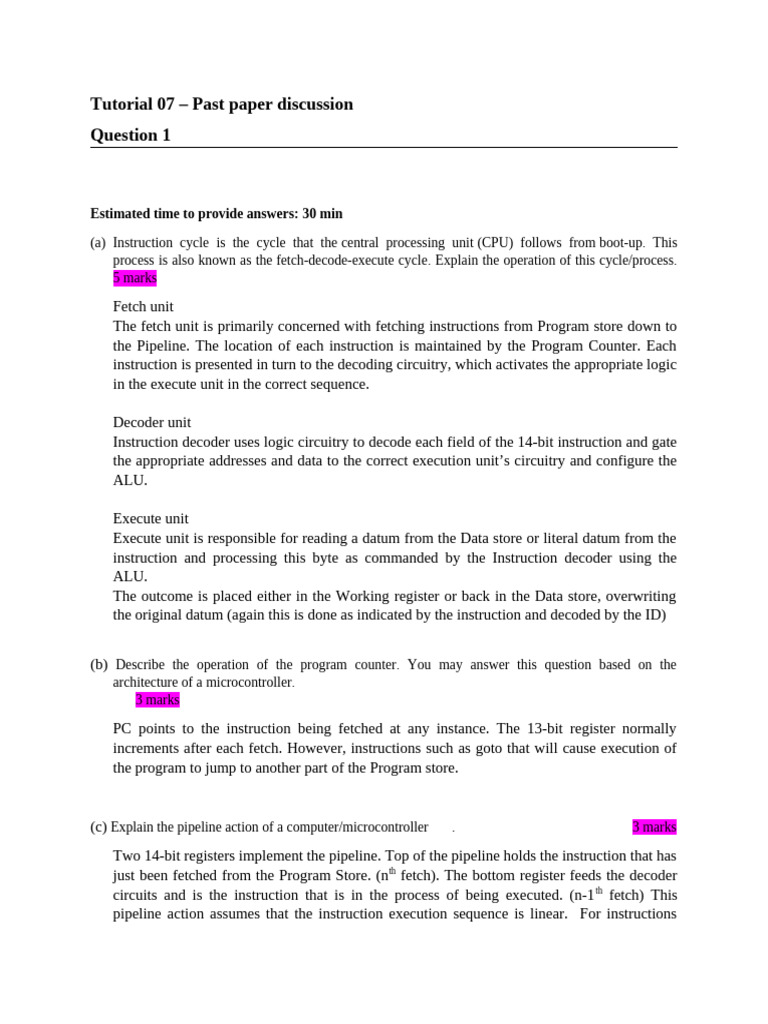 Tutorial 07_Mid paper discussion (LO1- LO3) | PDF | Central Processing Unit | Computer Architecture