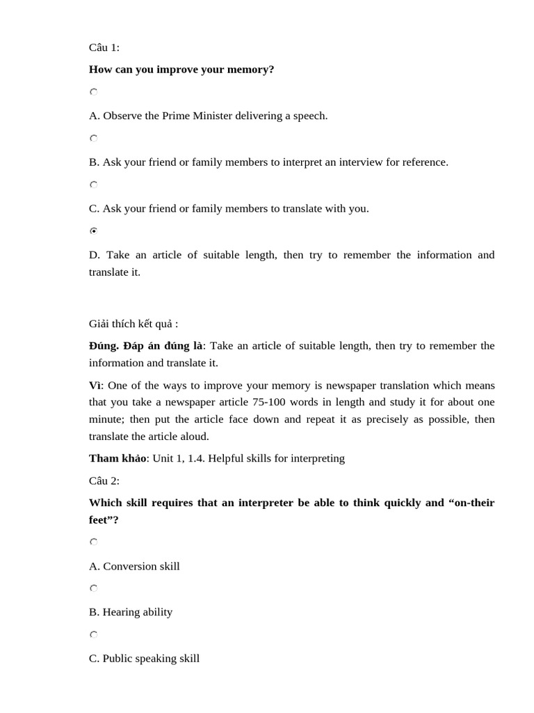 LTTN 1-dịch kinh tế-tài chính | PDF | Language Interpretation | Memory