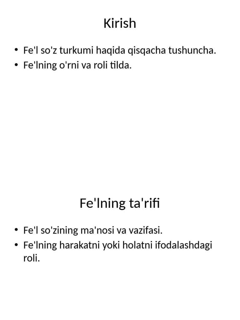 Fe'l Slaydlar | PDF